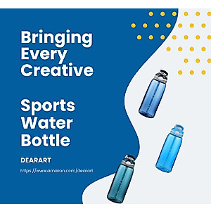 DEARART 32oz Dark Cyan Water Bottles With Narrow Straw, BPA FREE and Hidden Cup Mouth, Summer Clear Bottle With Handle, Suit Office Sports Work Gym Yoga Traveling etc.