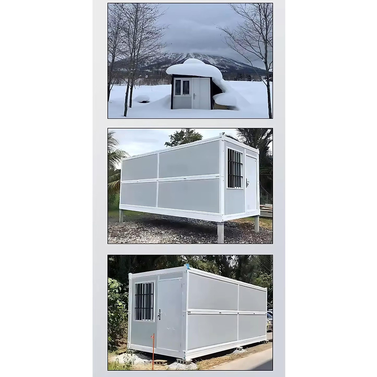 Generic Airconditioned Foldable Prefab Homes Prefabricated 20ft Office Fully Equipped Expandable Container Movable House with Bathroom +Kitchen with Sun Shade, Customized