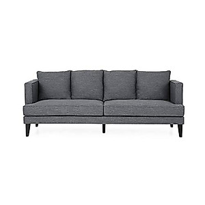 Christopher Knight Home Constance Contemporary 3 Seater Fabric Sofa, Charcoal + Dark Brown