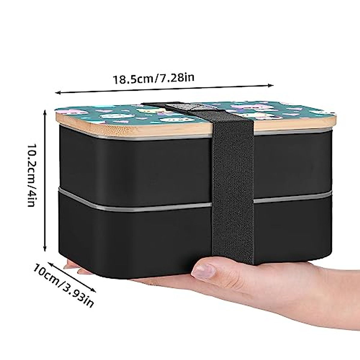 Cute Little Fox Adult Lunch Box, Bento Box, With Cutlery Set Of 3, 2 Compartments, Rectangular, Lunch Box For Adults