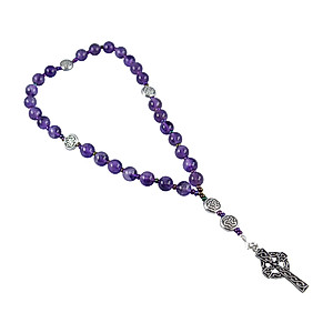Kit Johnson Designs, Anglican Rosary Beads Amethyst Celtic Cross, Prayer Bag, Instruction Booklet