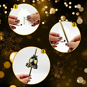 48PCS Happy New Year Straws 2024 – New Year’s Eve Striped Straws Party Supplies Decorations