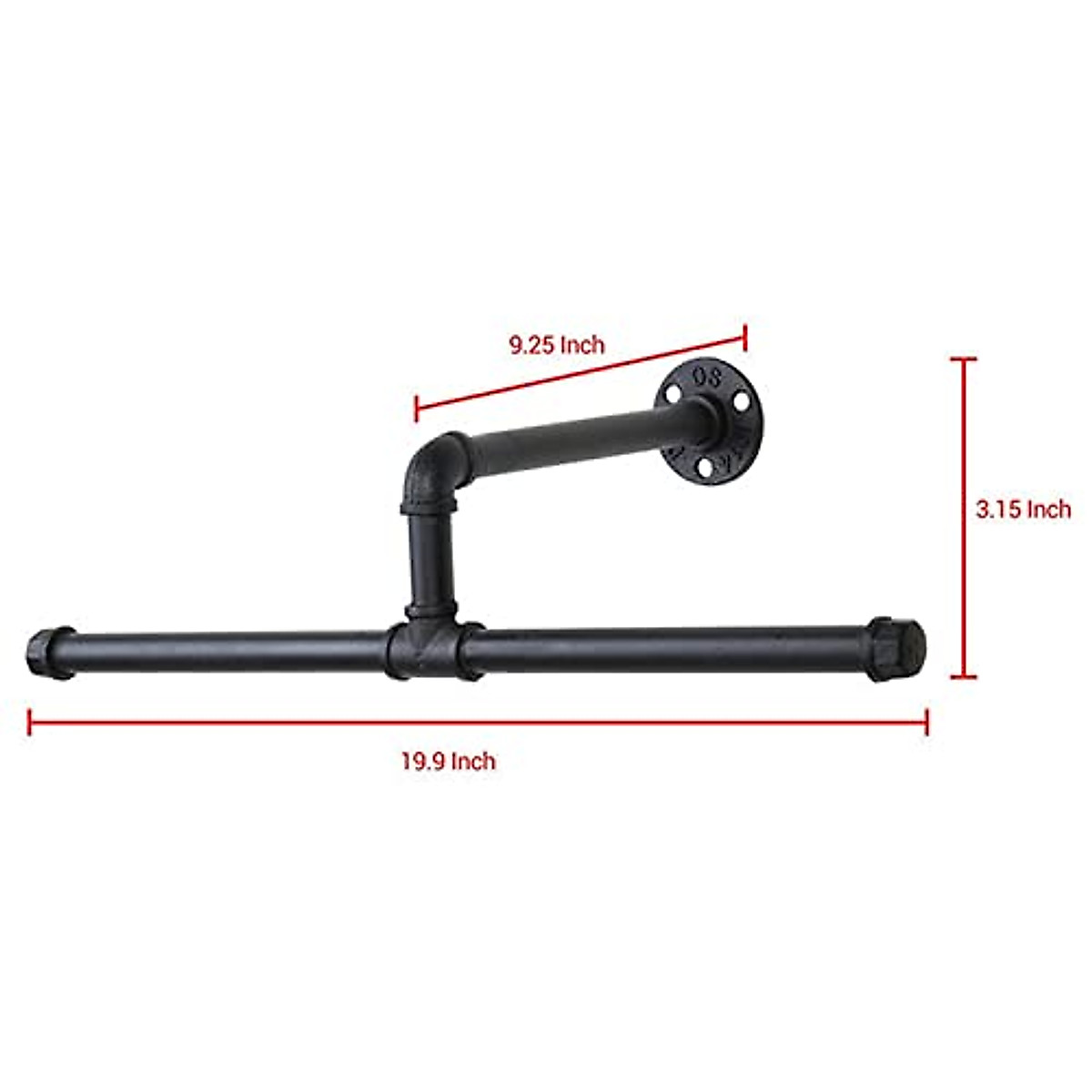 wuxiuqi Industrial Pipe Floating Clothing Rack Wall Mounted Hanging Rod Clothes Display Stand Rustic Metal Garment Bracket Frame