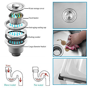 SEYFI Kitchen Sinks U-Tility Sink,Free Standing, Stainless Steel Sink Free Standing Kitchen Sink,Commercial Sink, Freestanding Countertop for Laundry/Single Cold/Single Cold