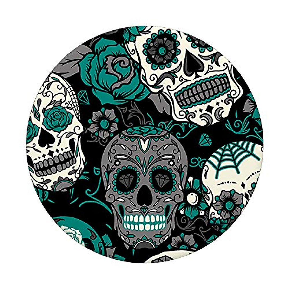 Sugar Skull - Black & Teal Dia De Los Muertos Popsockets PopSockets PopGrip: Swappable Grip for Phones & Tablets
