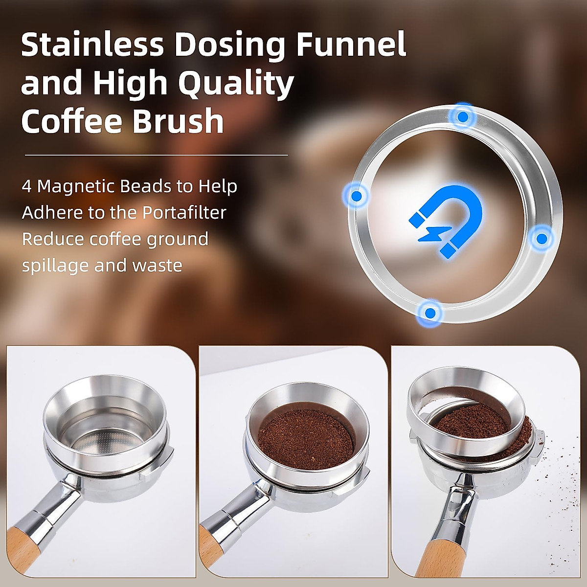 FACIACC 51mm Espresso Accessories Kit, Wdt Tool espresso, Dosing Funnel & Puck Screen Kit, 2 in 1 51mm Espresso Tamper & Coffee Spoon, Barista Kit, Espresso kit Stainless Steel 8pin Espresso Stirrer