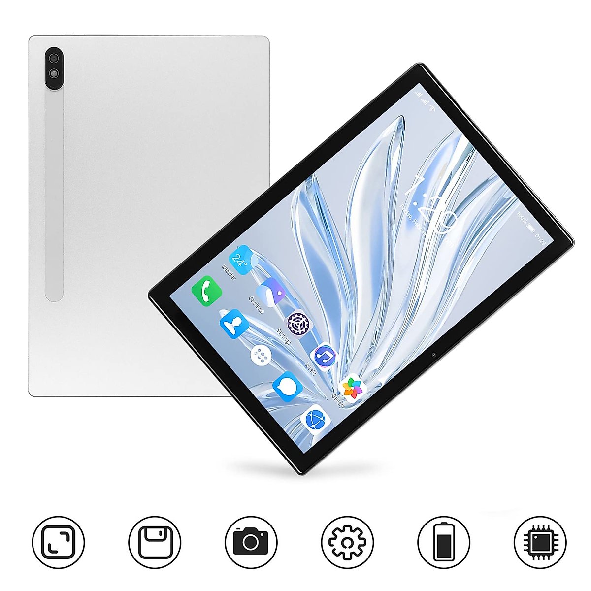 10.1 Inch Tablet, 4G Call 2 in 1 Fast Charge Support Tablet PC 12 with 5G WiFi Keyboard for Learn (US Plug)