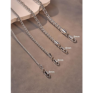 ASDULL 925 Sterling Silver 2mm Silver Box Chain Necklace for Men Silver Link Chain for Women 22 Inches