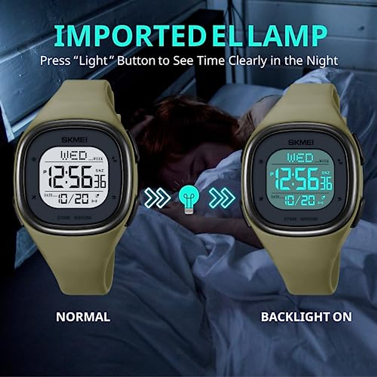 CakCity Square Watch Men Military Style Watch for Men Outdoor Watches for Women Green Digital Watch for Men with Alarm Dual Time