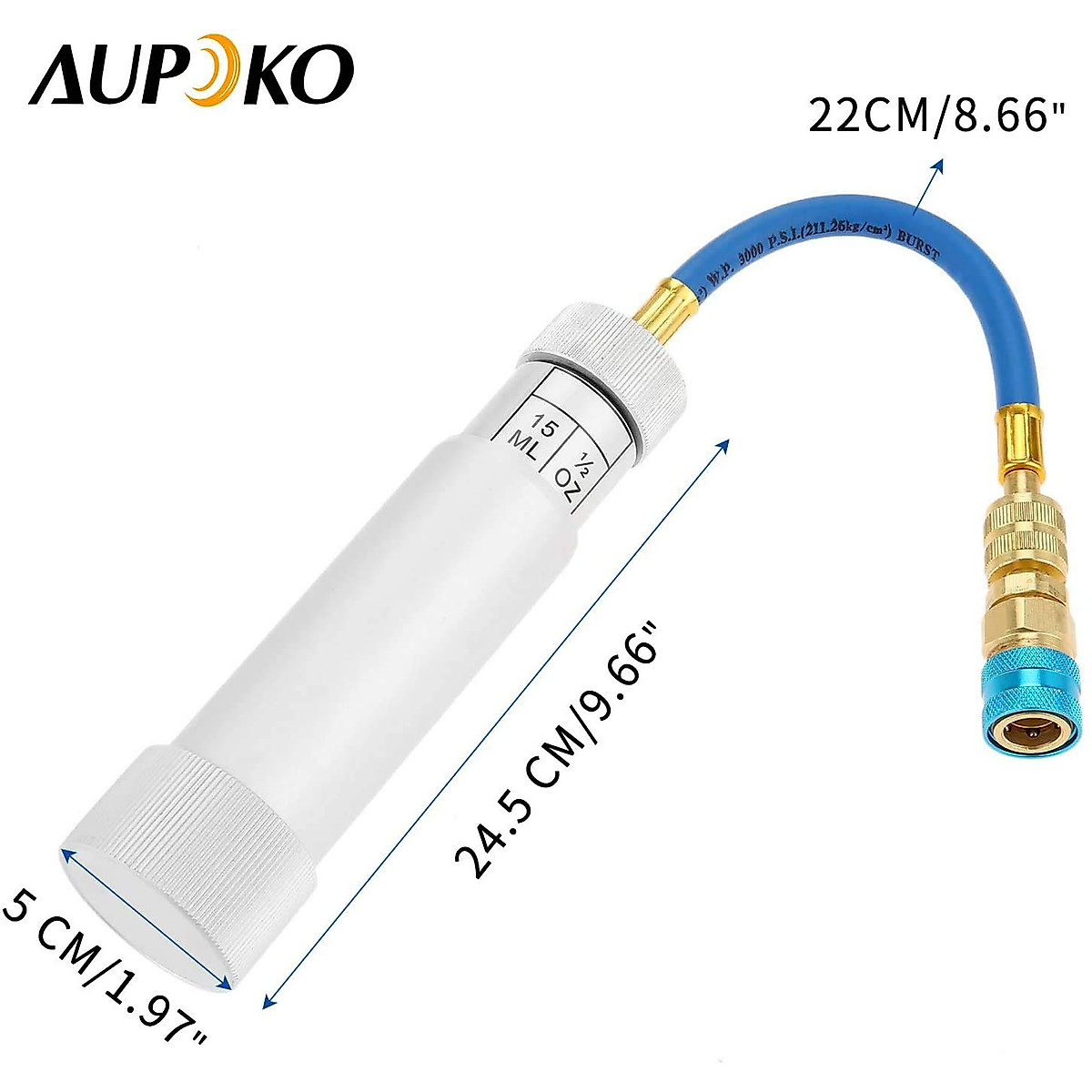 Aupoko AC Oil Injector Kit, R134A Oil Injector with R1234YF Low Side Quick Coupler, HVAC Dye Oil Injector with 1/4" SAE Connector, for R134A R22 R12 R1234YF Refrigerant System