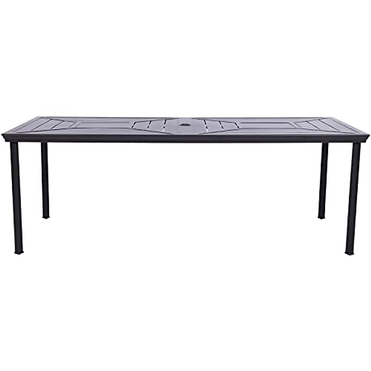 Hanover Montclair 9-Piece All-Weather Outdoor Patio Dining Set, 8 Swivel Rocker Chairs with Comfortable Seat and Lumbar Cushions, 84"x42" Stamped Rectangle Table, Umbrella, and Umbrella Base