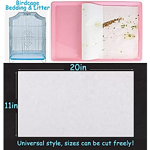 100PCS Bird Cage Liner Papers,11×20in Disposable Bamboo Charcoal Fibre Cage Paper Liners Precut Absorbent Cushion Pad Mat Accessories for Pet Bird Parrot