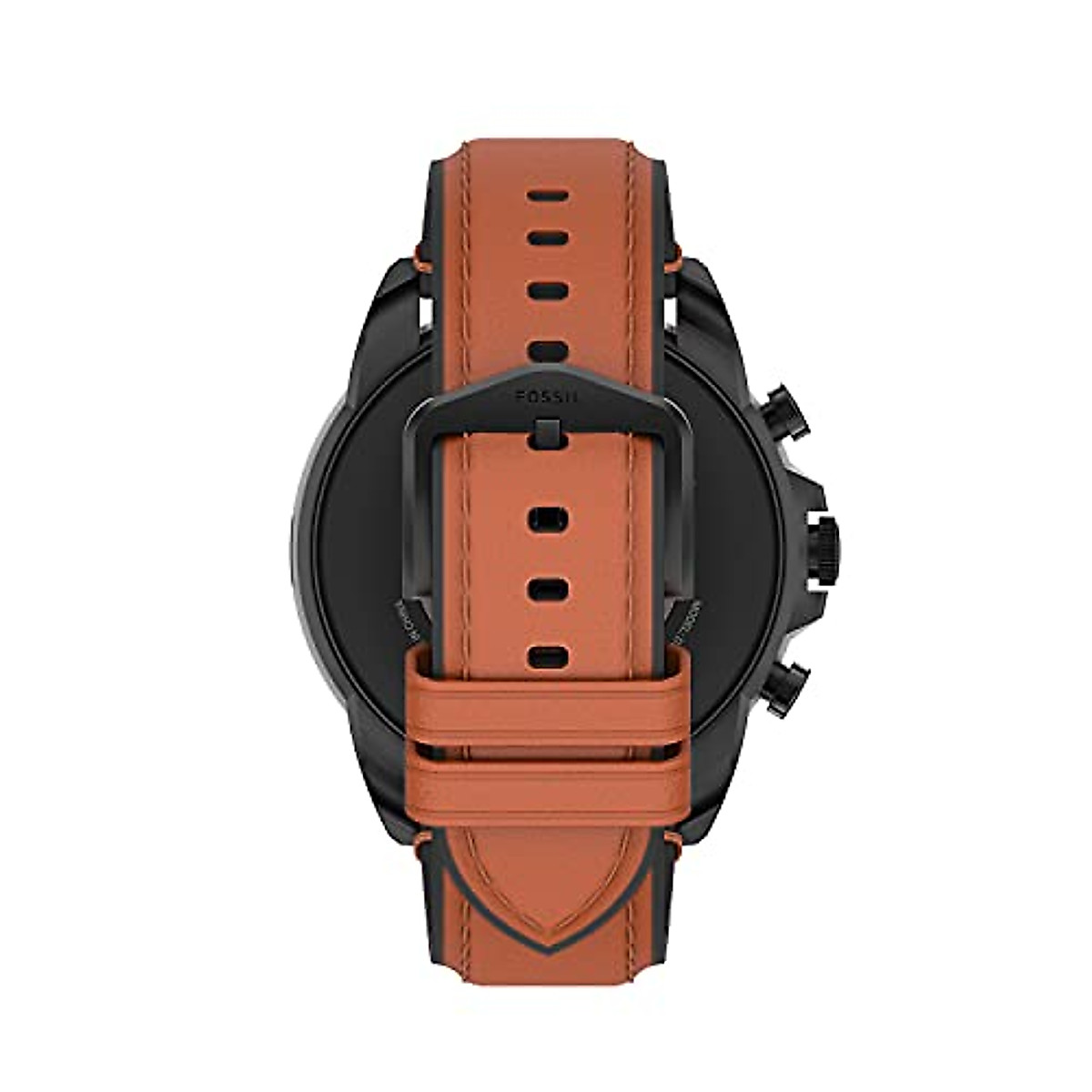 Fossil Unisex Gen 6 44mm Stainless Steel and Leather Touchscreen Smart Watch, Fitness Tracker, Color: Black, Brown (Model: FTW4062V)