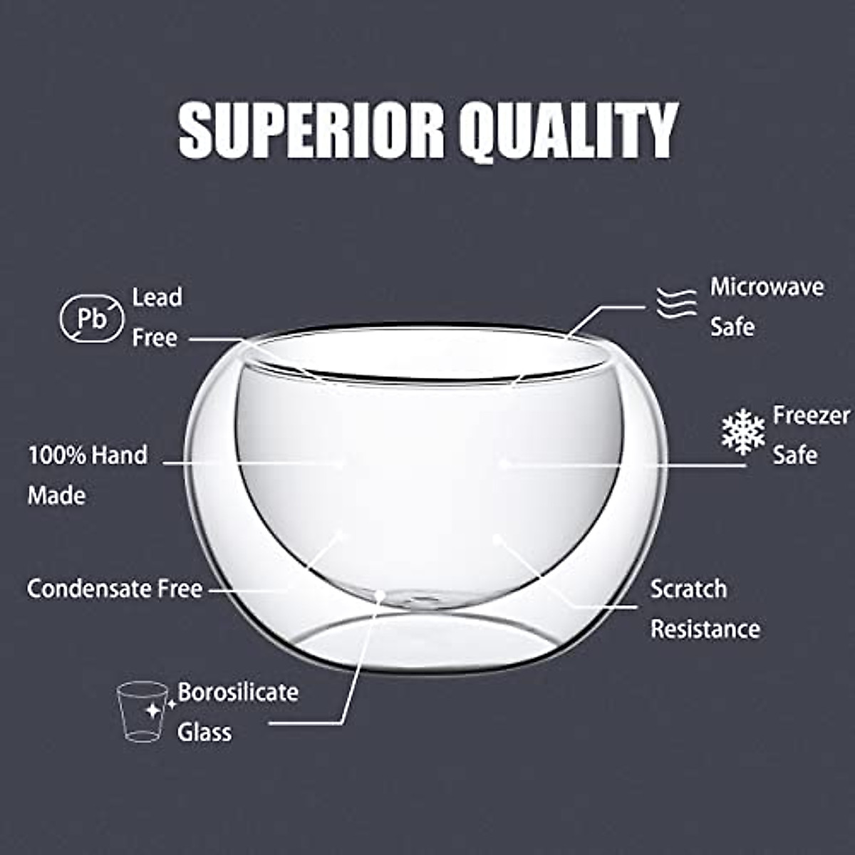 PunPun Tea Cups Double Wall Borosilicate Glass Espresso Cups Heatproof Insulating Teacups glass Set of 4 Demitasse Gift Box (2.7 oz. / 80ml) …