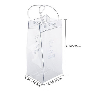 Sohapy 2 Pack Portable Collapsible Clear Ice Wine Bag Pouch Cooler Bag with Handle for Party,Outdoor,Champagne,Cold Beer,White Wine (2)