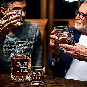 Custom Engraved Groomsmen - Whiskey Decanter Set and 4 Glasses Set - Personalized and Monogrammed with WPS Styles