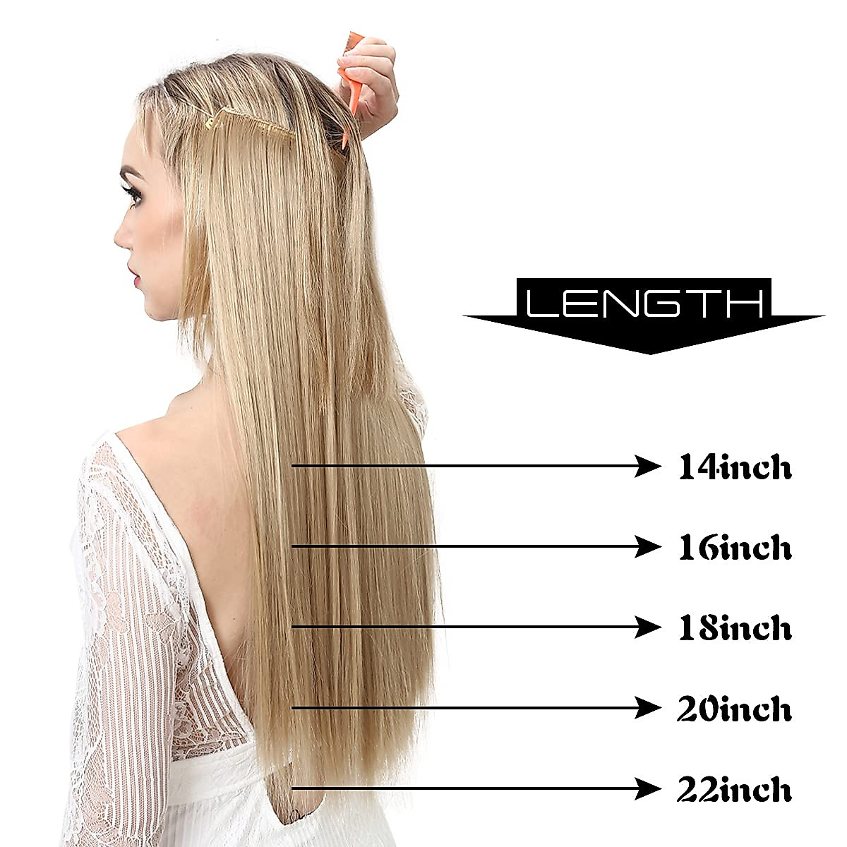 SARLA Invisible Wire Hair Extensions Straight Long Synthetic Hairpieces 22 Inch Adjustable Transparent Headband for Women Dirty Blonde