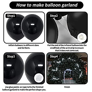 Tcwlyfc Black Balloon Garland Kit, 130PCS 18In 12In 10In 5In Different Sizes Black Latex Balloons Arch Kit for Birthday Anniversary Prom Engagement Weddings Graduation Black Themed Party Decorations