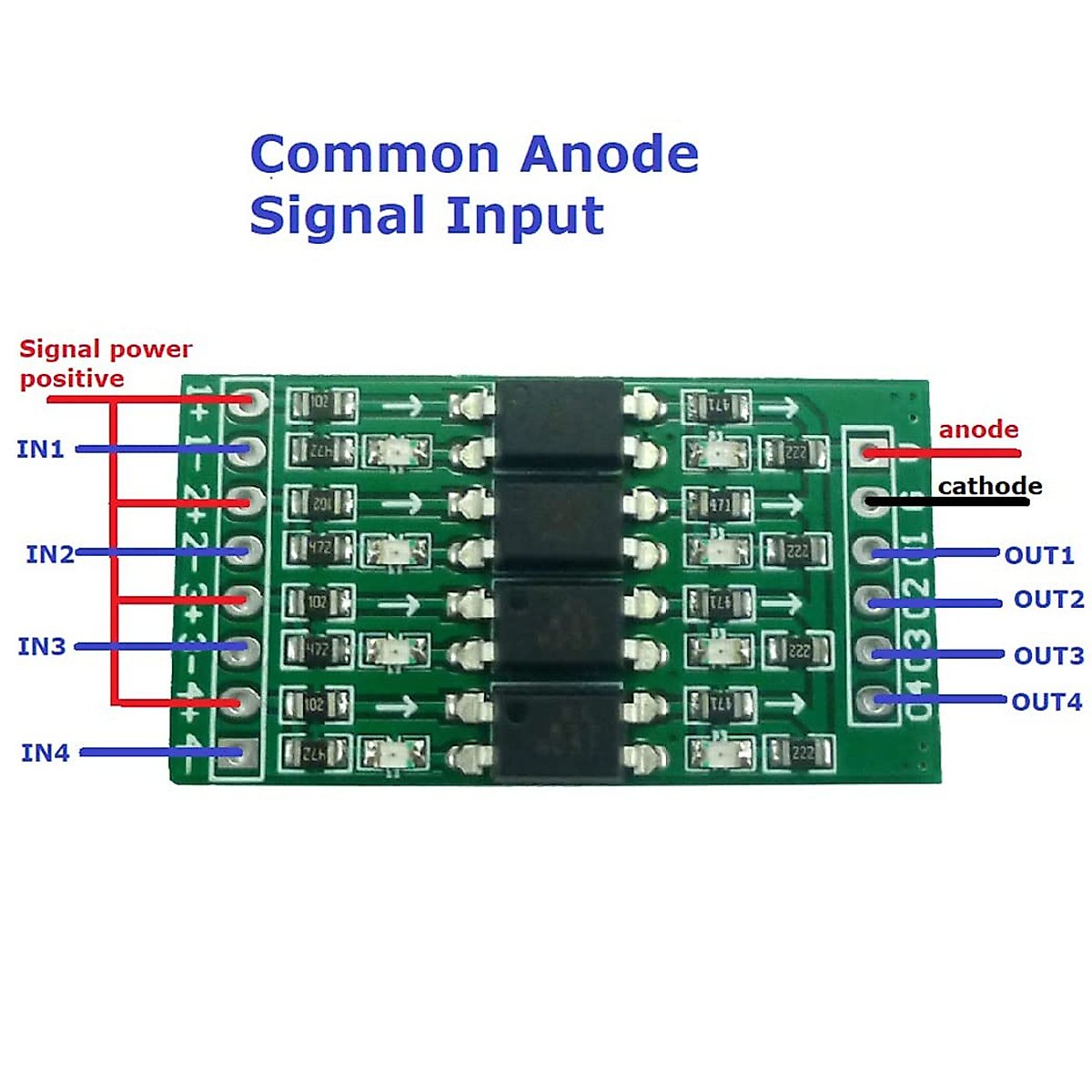 4ch in 5V Out 3.3V Digital Logic Level Conversion Module PNP/NPN to NPN Optical Isolation Board (4)