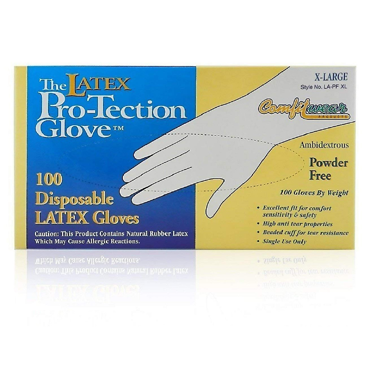 100 Disposable Latex Gloves, Powder Free Size X-large
