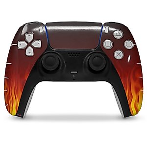 WraptorSkinz Skin Wrap compatible with Sony PS5 DualSense Controller Fire on Black (CONTROLLER NOT INCLUDED)