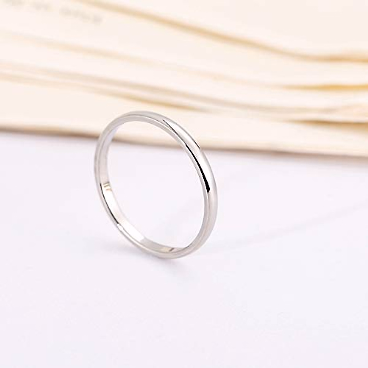 ANAZOZ 7pcs 2MM Stainless Steel Women Stackable Eternity Ring Band Engagement Wedding Ring Set