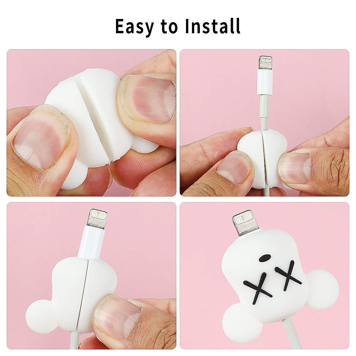 Cute Cable Protector, 8 Pack USB Charger Protector for iPhone iPad Cable, Animal Bite Charging Protector and Cord Holder, Charger Cable Saver Phone Accessory Cable Buddies (8Pack)