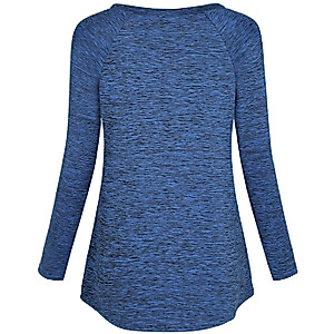 Soogus Yoga Tops for Wowen Long Sleeve Moisture Wicking Workout Shirts V Neck Hiking Training Athletic Tee (Royal Blue, M)