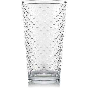 Circleware Paragon Honeycomb Set of 10 Heavy Base Highball Tumbler Drinking Glasses, Beverage Glassware Ice Tea Cups for Water, Juice, Milk, Beer, 10 Count (Pack of 1)