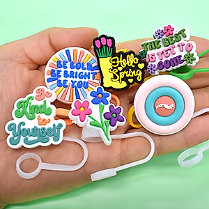 12pcs Straw Cover Cap,Reusable Drinking Straw Toppers,10mm Straw Covers for Stanley Cup 30&40 Oz Tumbler Straw Accessories Splash Straw Protector Portable Dust Straw Caps Decoration (Love Myself)