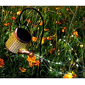 Udreem Solar Lights Outdoor Decorative, Solar Lantern Outdoor Hanging Waterproof Hollowed-Out Design, Decorative Retro Metal Solar Light with Hook for Garden Table Patio Yard Pathway Walkway