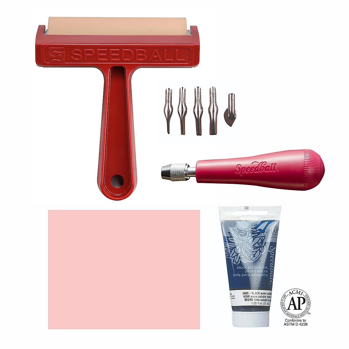 Speedball Super Value Block Printing Starter Kit – Includes Ink, Brayer, Lino Handle and Cutters, Speedy-Carve