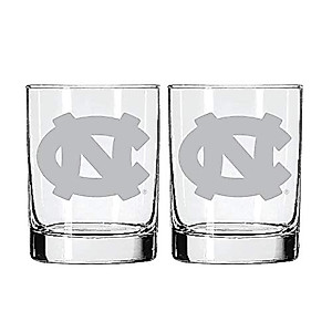 RFSJ North Carolina 2-Sided Etched Satin Finish Rocks Glass Set of 2, Clear, 16oz