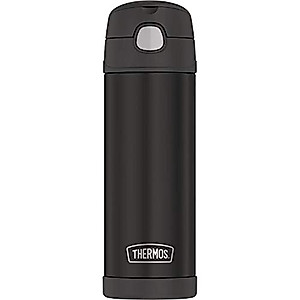 Collection 16oz Insulated Thermos FUN tainer BPA FREE Water Bottle w Carrying Loop (Matte Black)