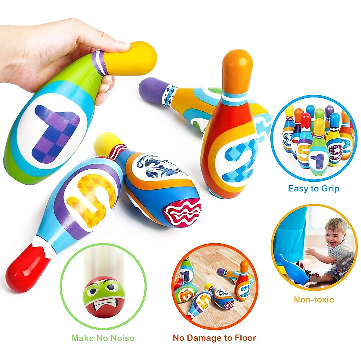 UNIQUE KIDS Bowling Set for Toddlers - Sports Toy Active Game for Birthday Party - Fun Eductional Games, Outside Games or Indoor Toy for Kids Gifts for 3 4 5 6 Year Olds Children Boys & Girls