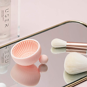 Pubcontti Asion Brush Cleaning Pad，Silicone Makeup Cleaning Brush Scrubber Bowl Portable Washing Tool Cosmetic Brush Cleaner for Girl-Easy Clean