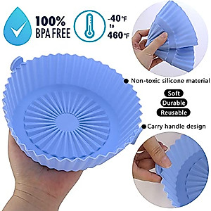 WYBG 3 Pcs Food Grade Silicone Easy Cleaning Air Fryer Liners Reusable Air Fryer Silicone Pot Food Safe Air Fryer Oven Accessories Replacement for Flammable Parchment Liner Air Fryer Basket