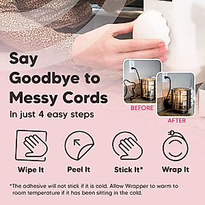 2-Pack Heat-Resistant Cord Organizer for Appliances, Kitchen, Computers & More | Stick-On Cord Wrappers with Flexible Base, Secure Scalloped Edge, White (3 x 1.5 Inches)