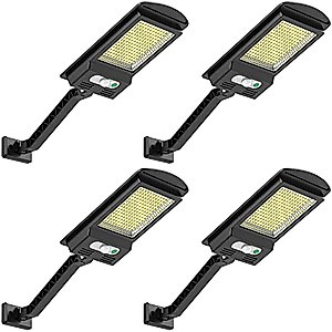 KOMRT 4 Pack Outdoor Solar Lights 168 LEDs Solar Motion Sensor Lights 6500K Security Flood Light Luces Solares for Front Door, Yard, Garage, Deck