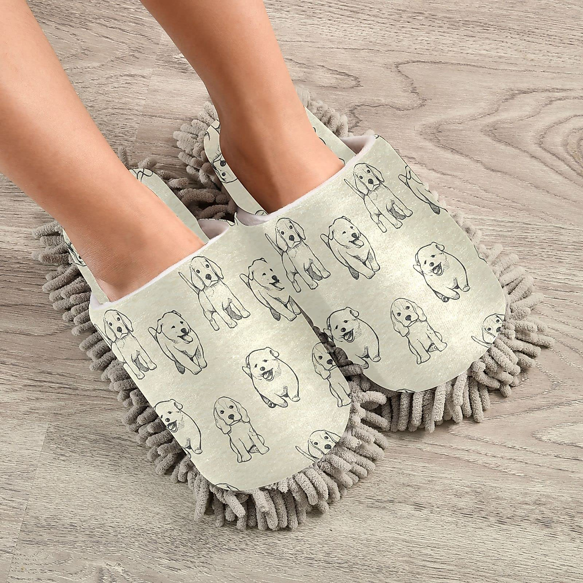 Dogs Mop Slippers Shoes Cover for Floor Cleaning Washable Hair Dust Dirty Cleaners Microfiber Mop Socks for Office House Kitchen