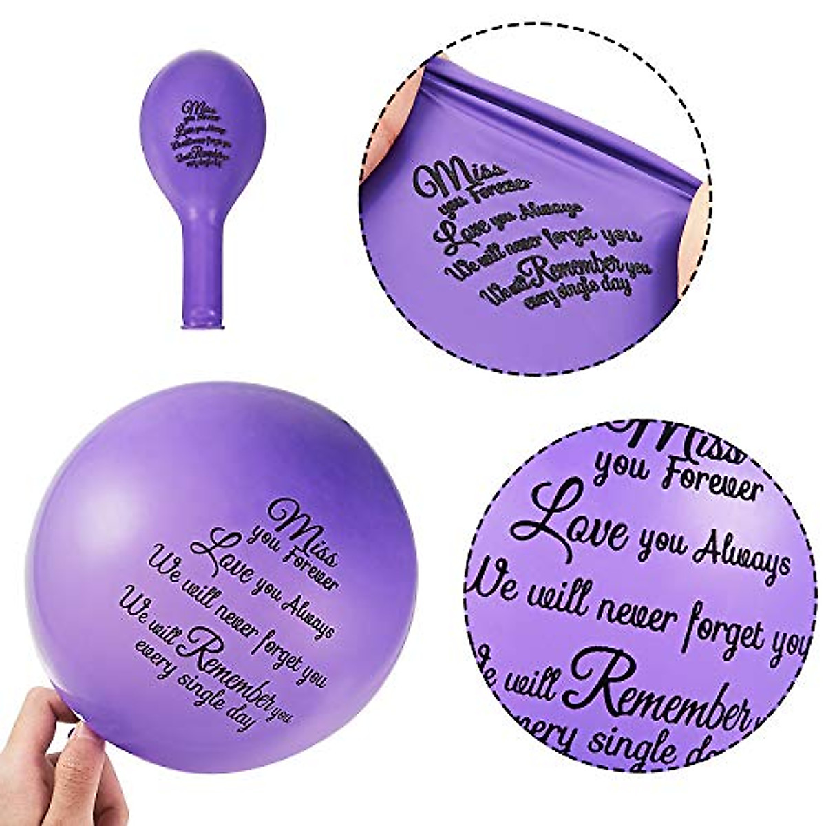 36 Pieces Colorful Release Memorial Balloons Remembrance Funeral Balloons with 2 Pieces White Ribbons for Celebration of Life, Balloon Release, Funeral Decoration