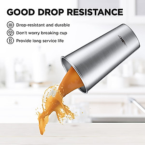 HAUSHOF Pint Cup, 20 oz Stainless Steel Cups, Stackable Metal Drinking Cups, Stacking Beer Pint Cups for Home, Party, Camping, Outdoor, Unbreakable, 4 Pack