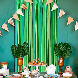 36 Rolls Jungle Safari Green Crepe Paper Streamers Hanging Party Streamers for Garden Theme Party Baby Shower Luau Hawaii Woodland Irish Lucky Day Birthday Backdrop Decoration, 1.8 Inch x 82 Ft/Roll