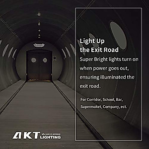 AKT LIGHTING Commercial Emergency Light, Back-up Battery Emergency Exit Lighting Fixtures with Adjustable Hardwired 2 LED Head Wall Mount White for Hallways/Stairways, UL Certified(6 Pack)