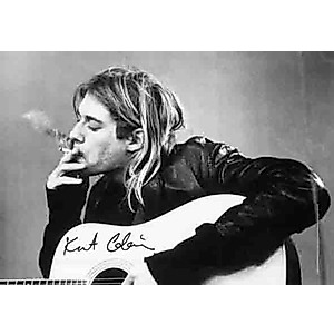 Kurt Cobain - B/W Guitar Textile Poster Flag