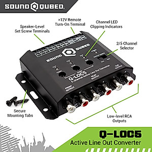 SoundQubed Active 5-Channel Car Audio Line Out Convertor - High to Low Head Unit Signal Convertor