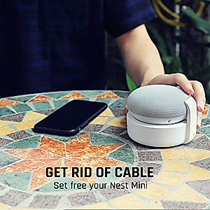 Portable Battery Base for Google Nest Mini 2, GGMM N2 10000mAh Nest Mini 2 Rechargeable Charger Stand Docks, White (Nest Mini or Charge Cord not Included)