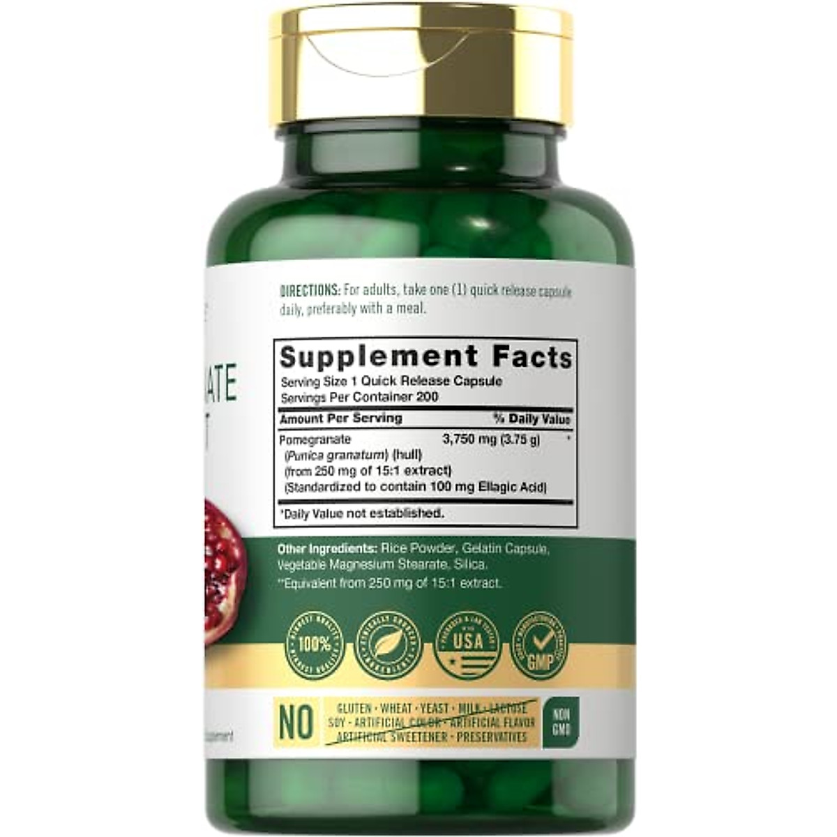 Carlyle Pomegranate Extract Supplement | 200 Capsules | Non-GMO, Gluten Free | Traditional Herb