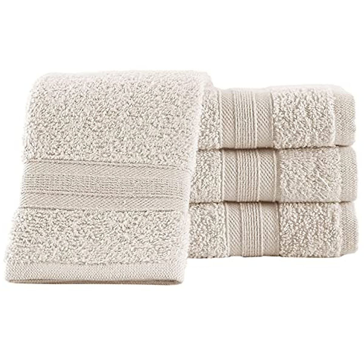 4 Pieces Ivory Lace Cream Washcloths Quick-Dry, Highly Absorbent, Soft Feel Fingertip Towels, Premium Quality Flannel Face Cloths