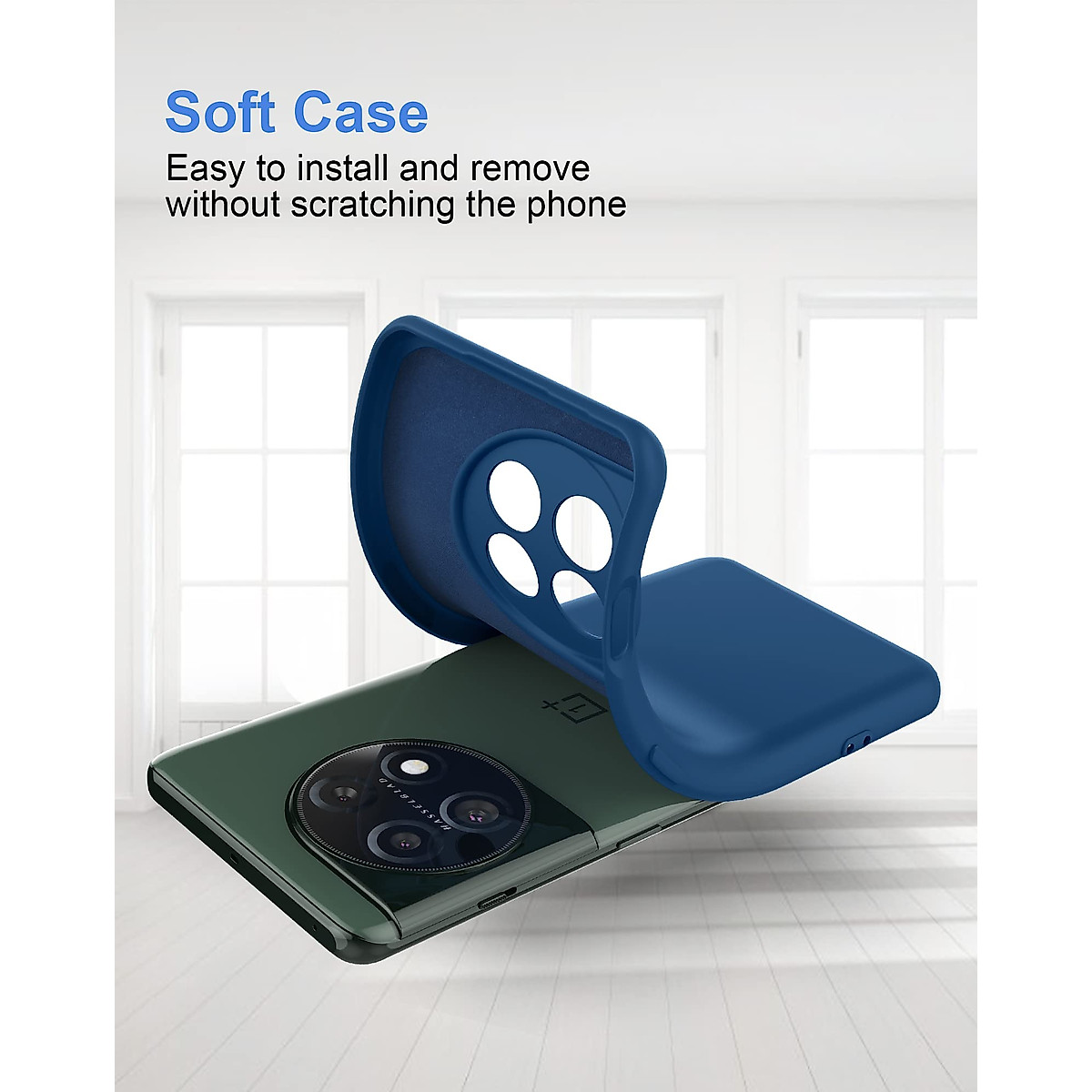 Foluu Silicone Case for OnePlus 11, Liquid Gel Rubber Bumper Case with Soft Microfiber Lining Cushion Slim Hard Shell Shockproof Protective Cover for OnePlus 11 5G 2023 (Blue)